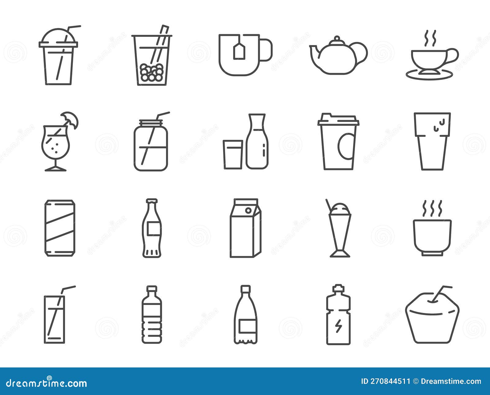 Conjunto De Iconos De Bebidas Y Bebidas. . Ilustración del Vector ...