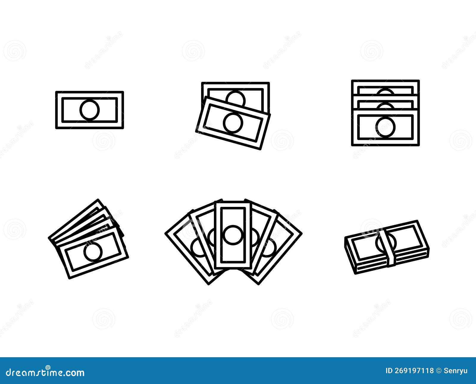 Conjunto De Iconos De Billetes Ilustración del Vector - Ilustración de ...