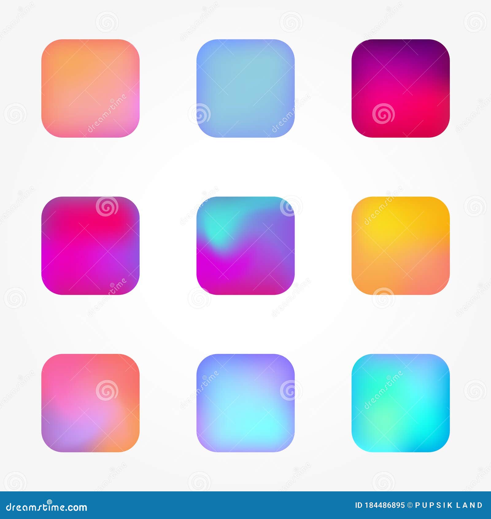 Conjunto De Iconos De Botones Con Gradiente Multicolor. Stock de ...