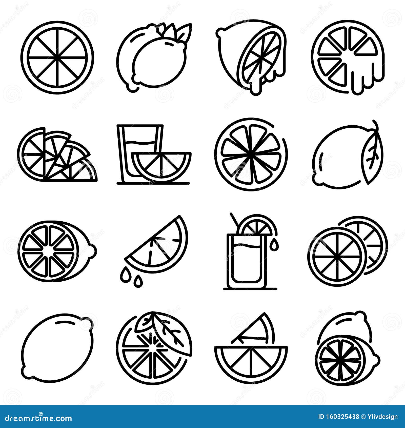 Conjunto De Iconos De Cal, Estilo De Esquema Ilustración del Vector ...