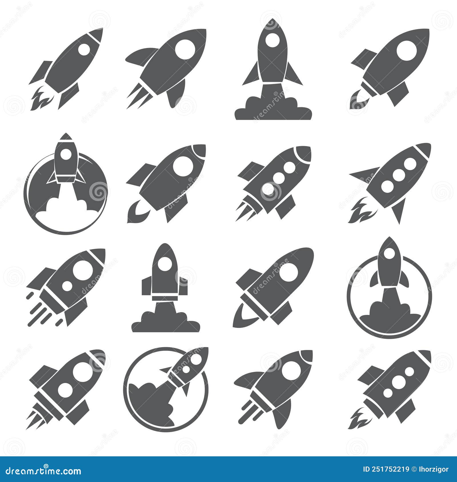 Conjunto De Iconos De Cohete En Fondo Blanco Ilustración del Vector ...