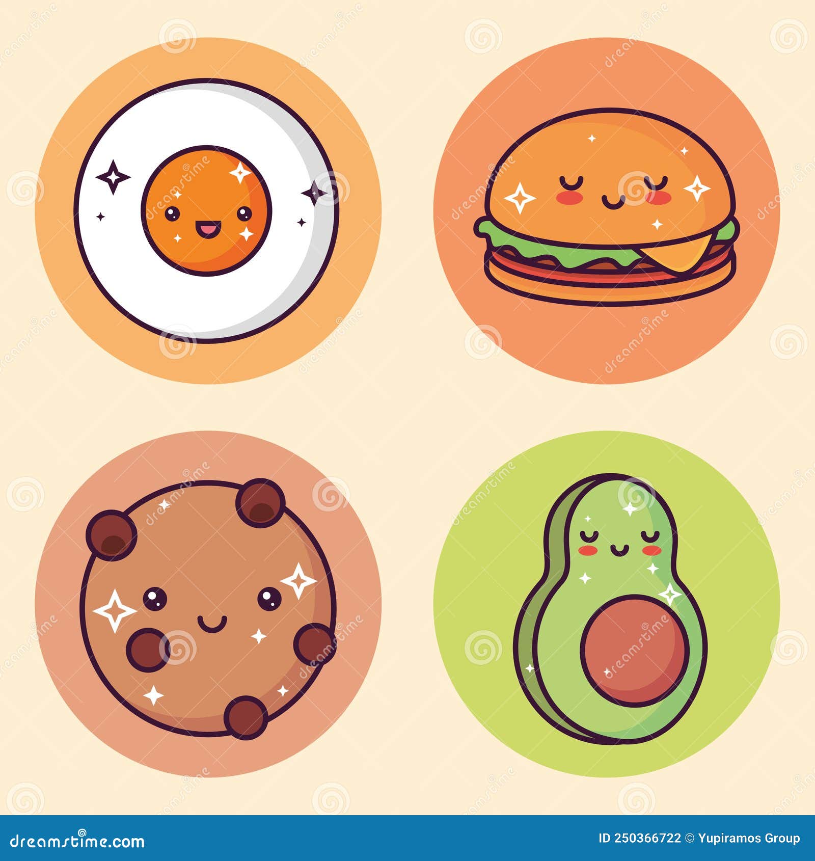 Conjunto De Iconos Comida Kawaii Ilustración del Vector - Ilustración ...