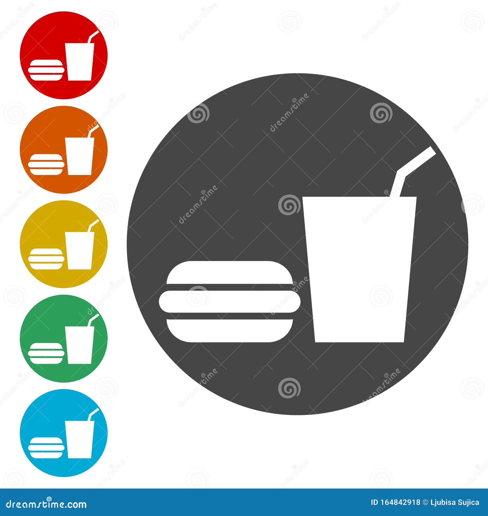 Conjunto De Iconos De Comida Y Bebida - Ilustración Ilustración del ...