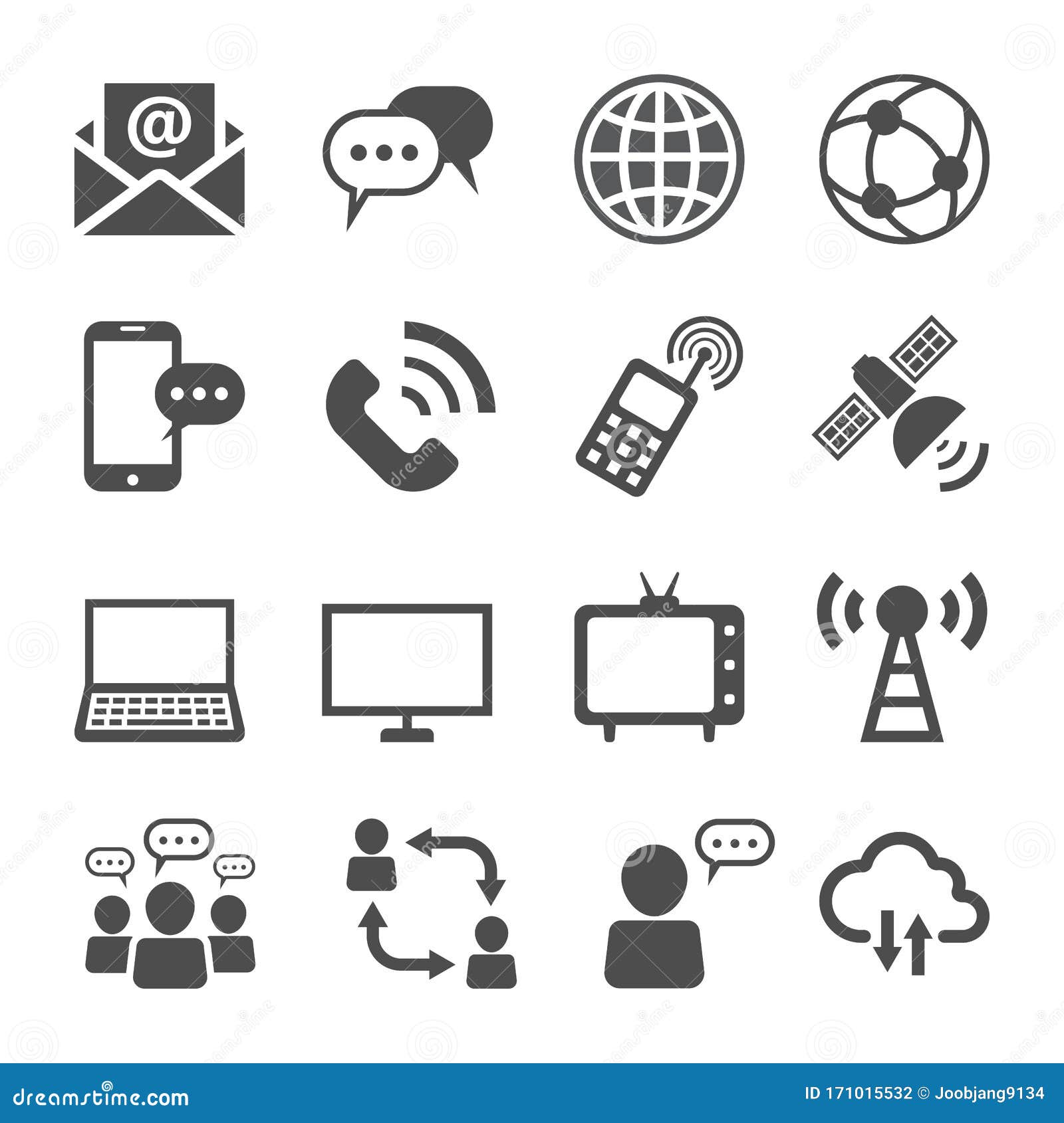 Conjunto De Iconos De Comunicación Tecnología De Las Telecomunicaciones Ilustración del Vector ...