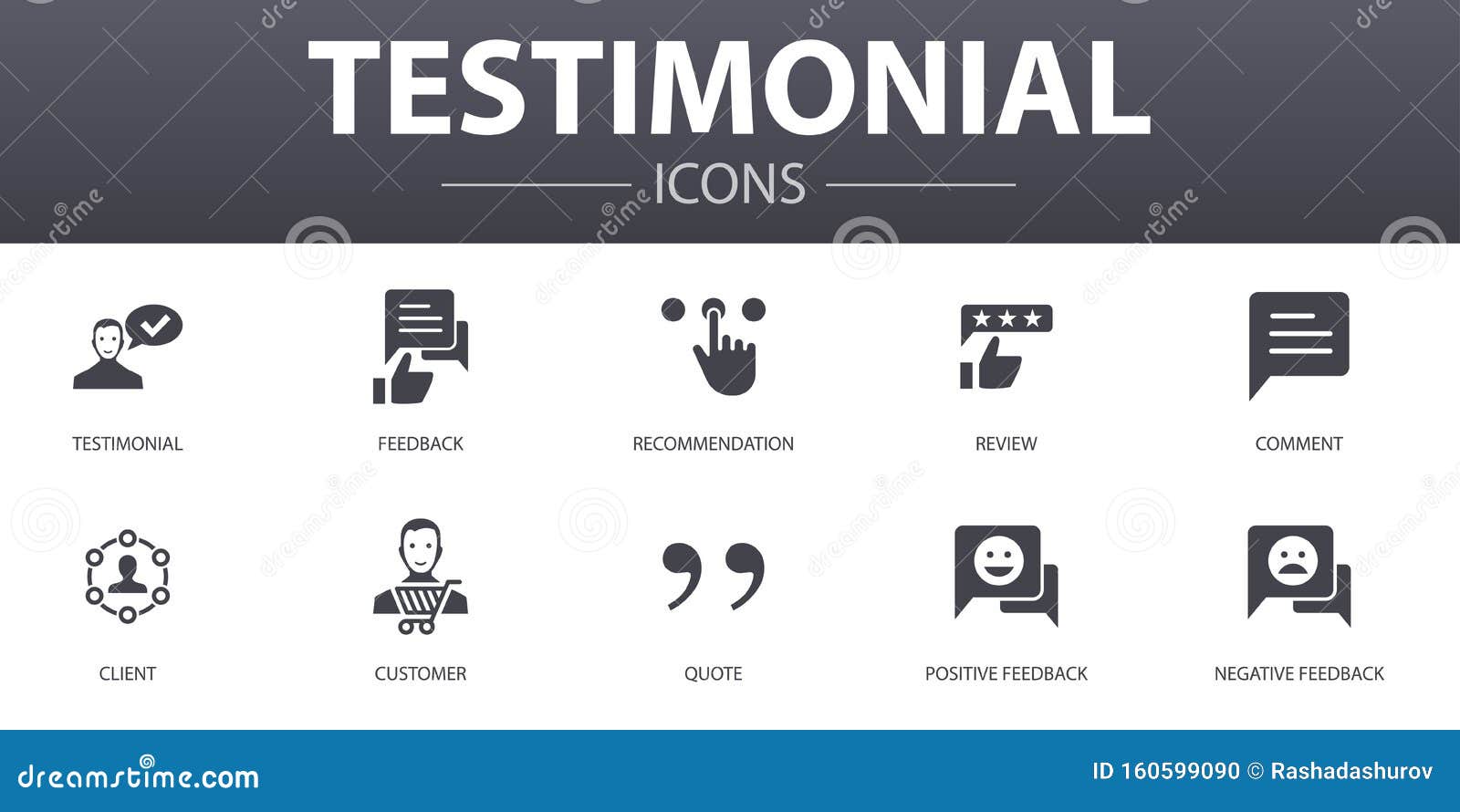 Conjunto De Iconos De Concepto Simple De Testimonio Ilustración del ...