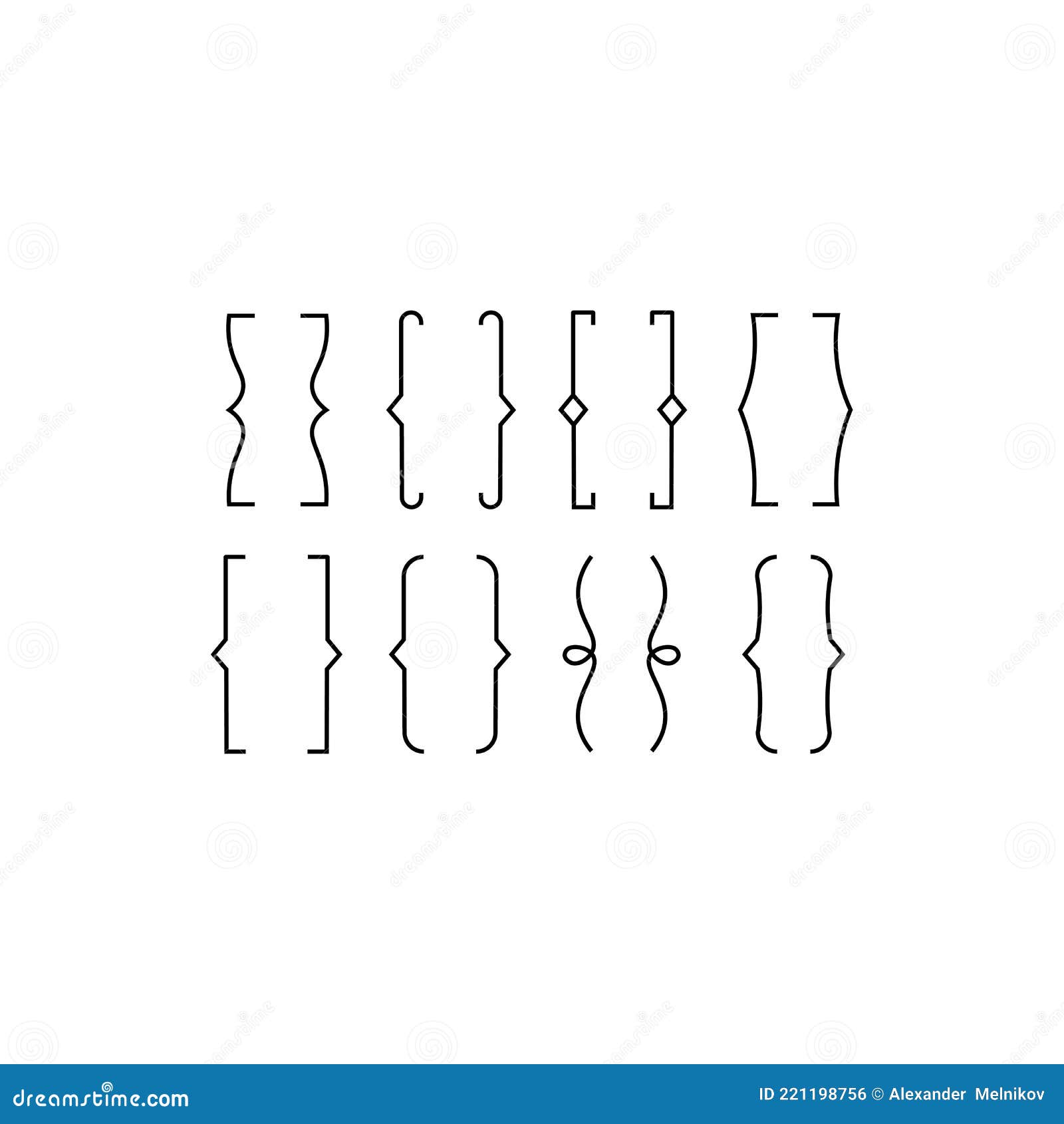 Conjunto De Iconos De Corchetes. Ilustración Vectorial Eps 10 ...