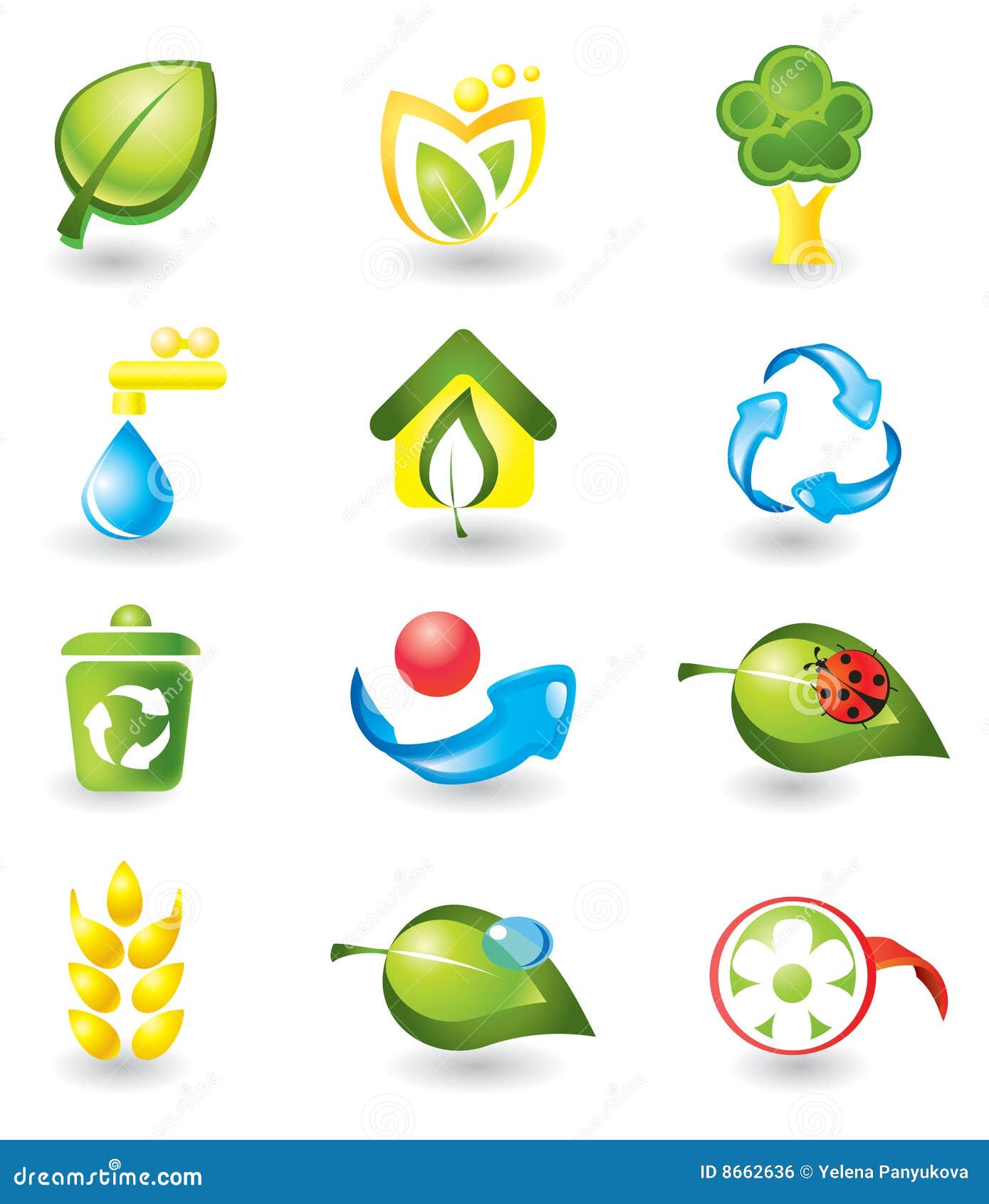 Conjunto De Iconos De La Naturaleza Ilustración del Vector ...