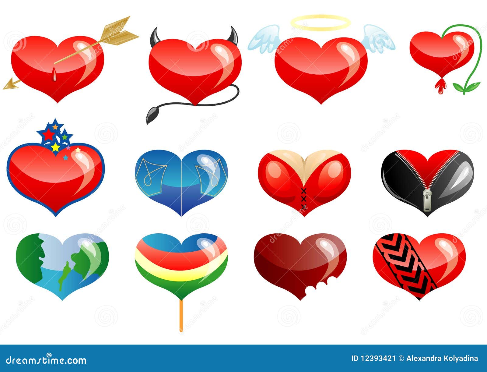 Conjunto De Iconos De Los Corazones Ilustración del Vector ...