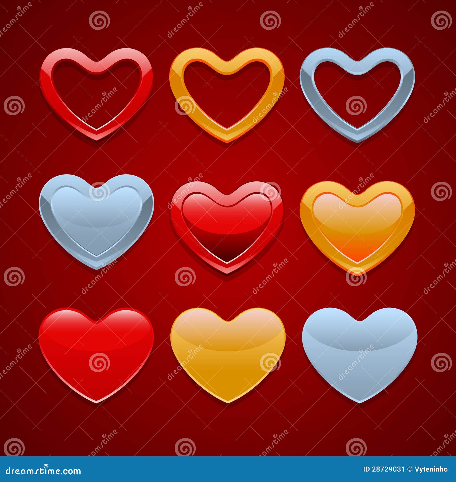 Conjunto De Iconos De Los Corazones Ilustración del Vector ...