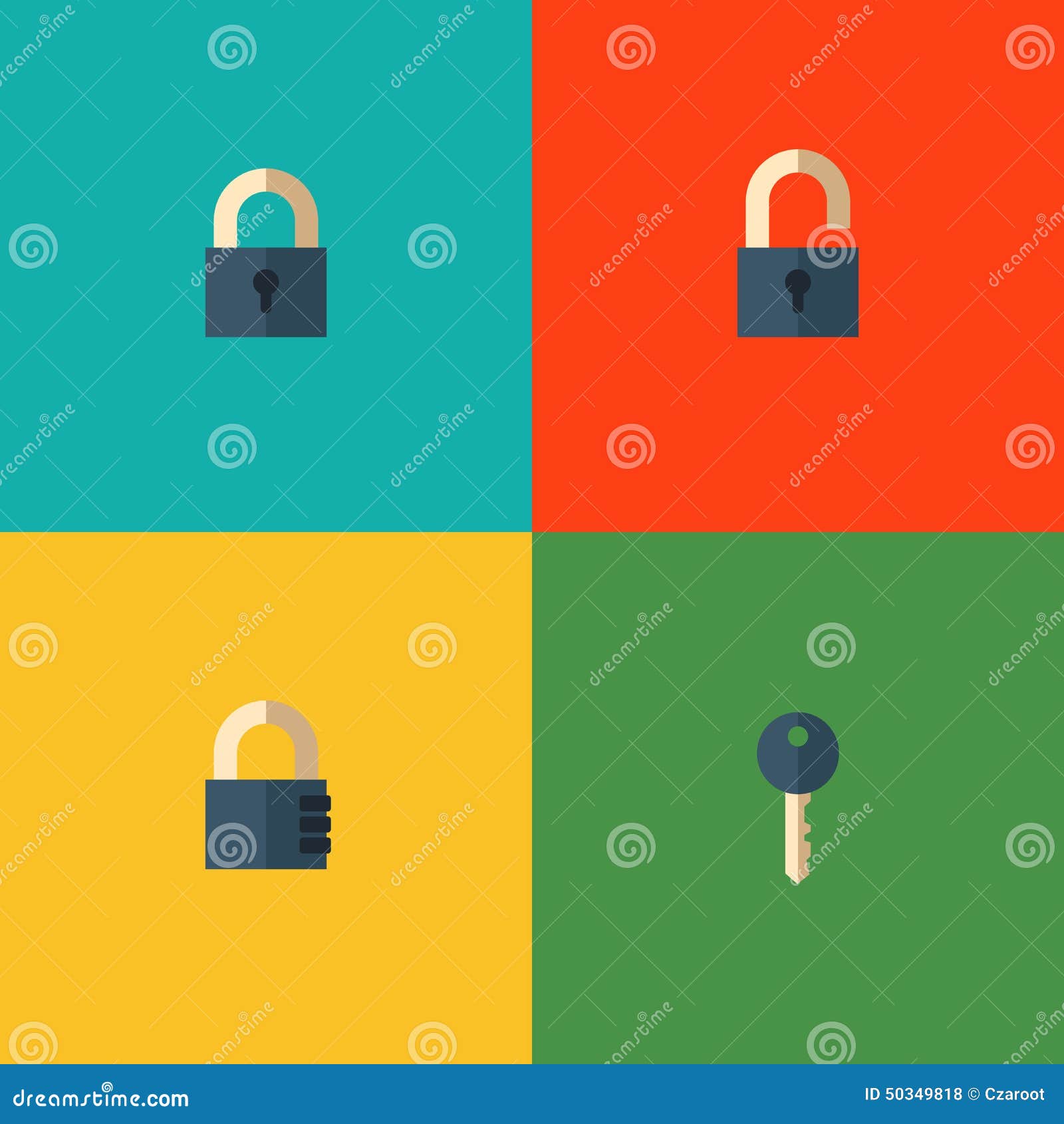 Conjunto De Iconos Del Bloqueo Ilustración del Vector - Ilustración de ...
