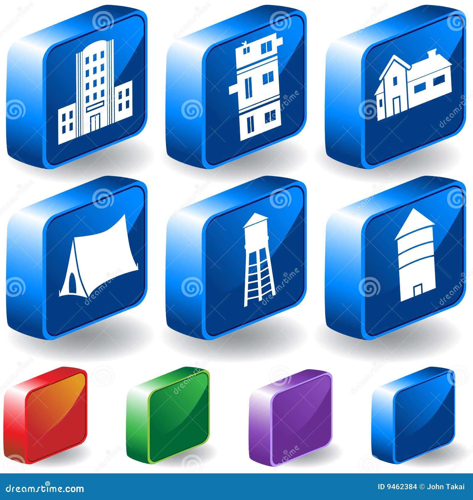 Conjunto De Iconos Del Edificio 3D Ilustración del Vector - Ilustración de cuadrado, casero: 9462384