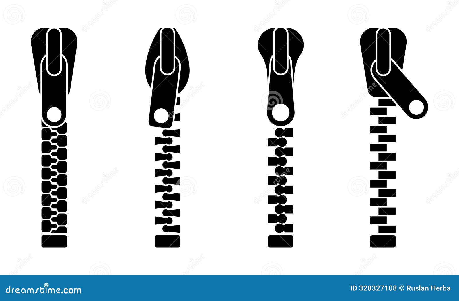 Conjunto De Iconos Del Vector Del Cierre. Silueta Negra Con Cierre ...
