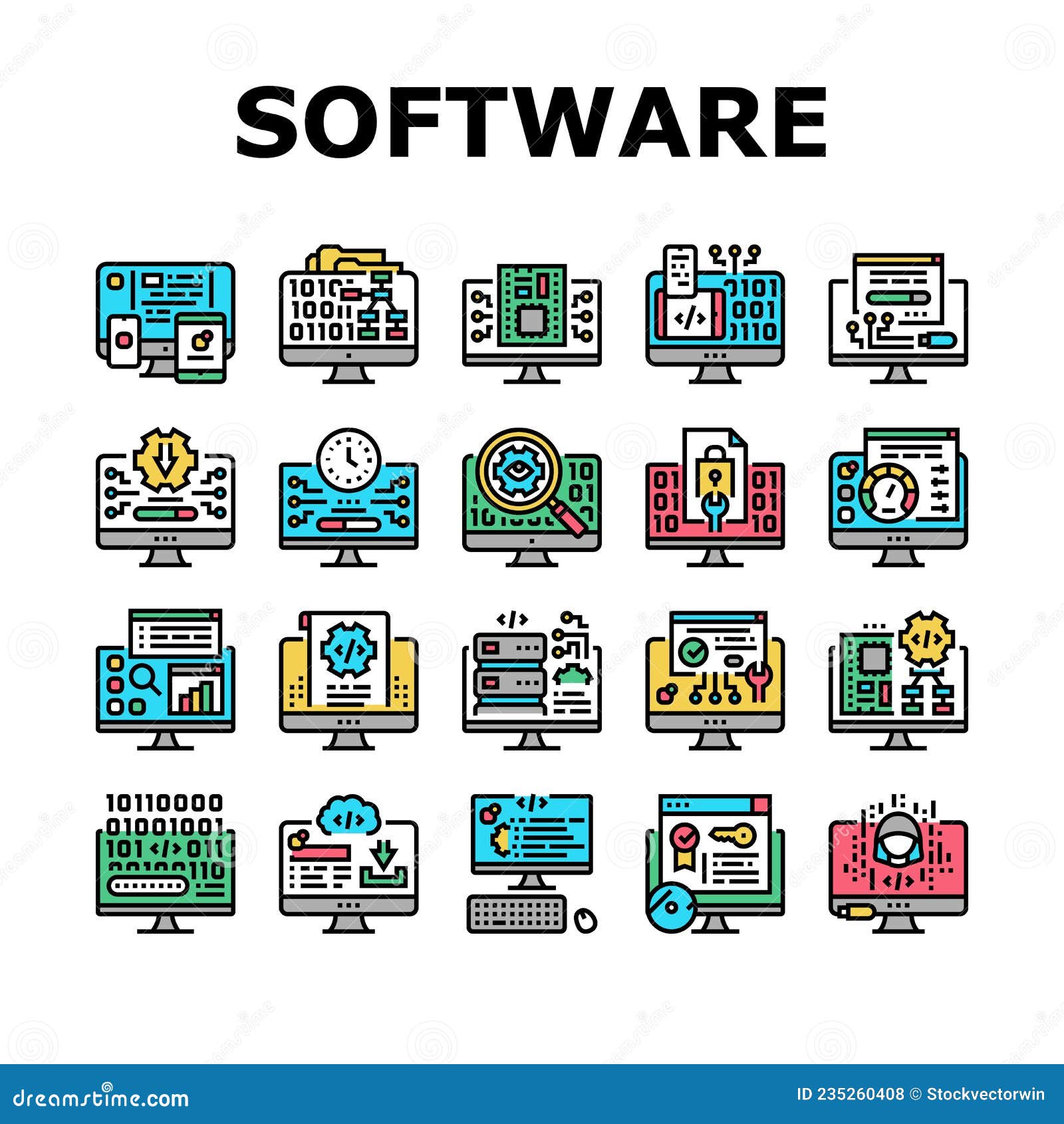Conjunto De Iconos De Desarrollo De Programas De Software Ilustración del Vector - Ilustración ...