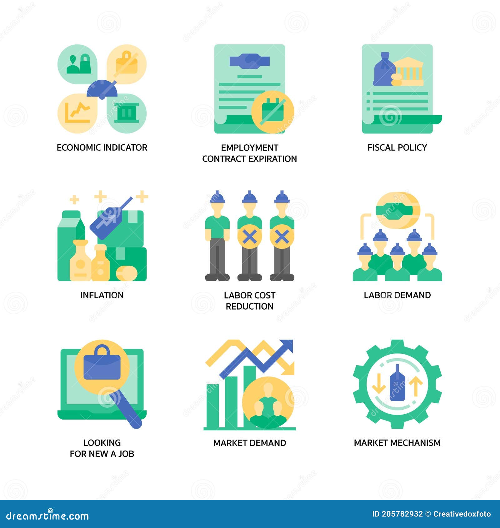 Conjunto De Iconos De Desempleo Ilustración del Vector - Ilustración de ...