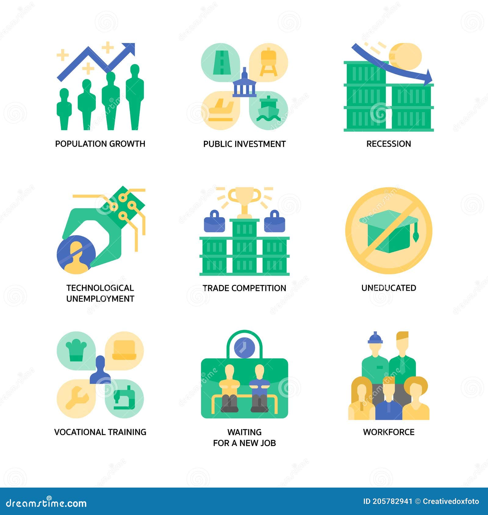 Conjunto De Iconos De Desempleo Ilustración del Vector - Ilustración de ...