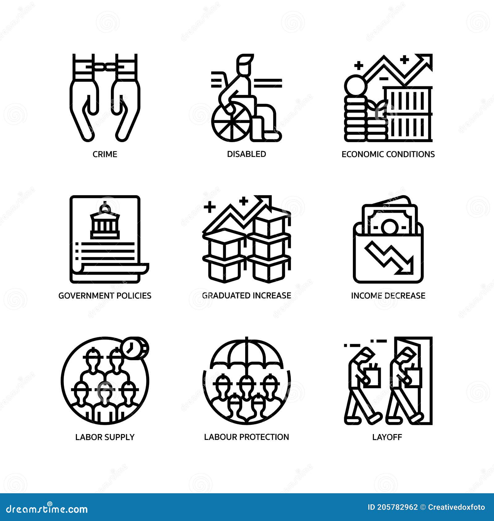 Conjunto De Iconos De Desempleo Ilustración del Vector - Ilustración de ...