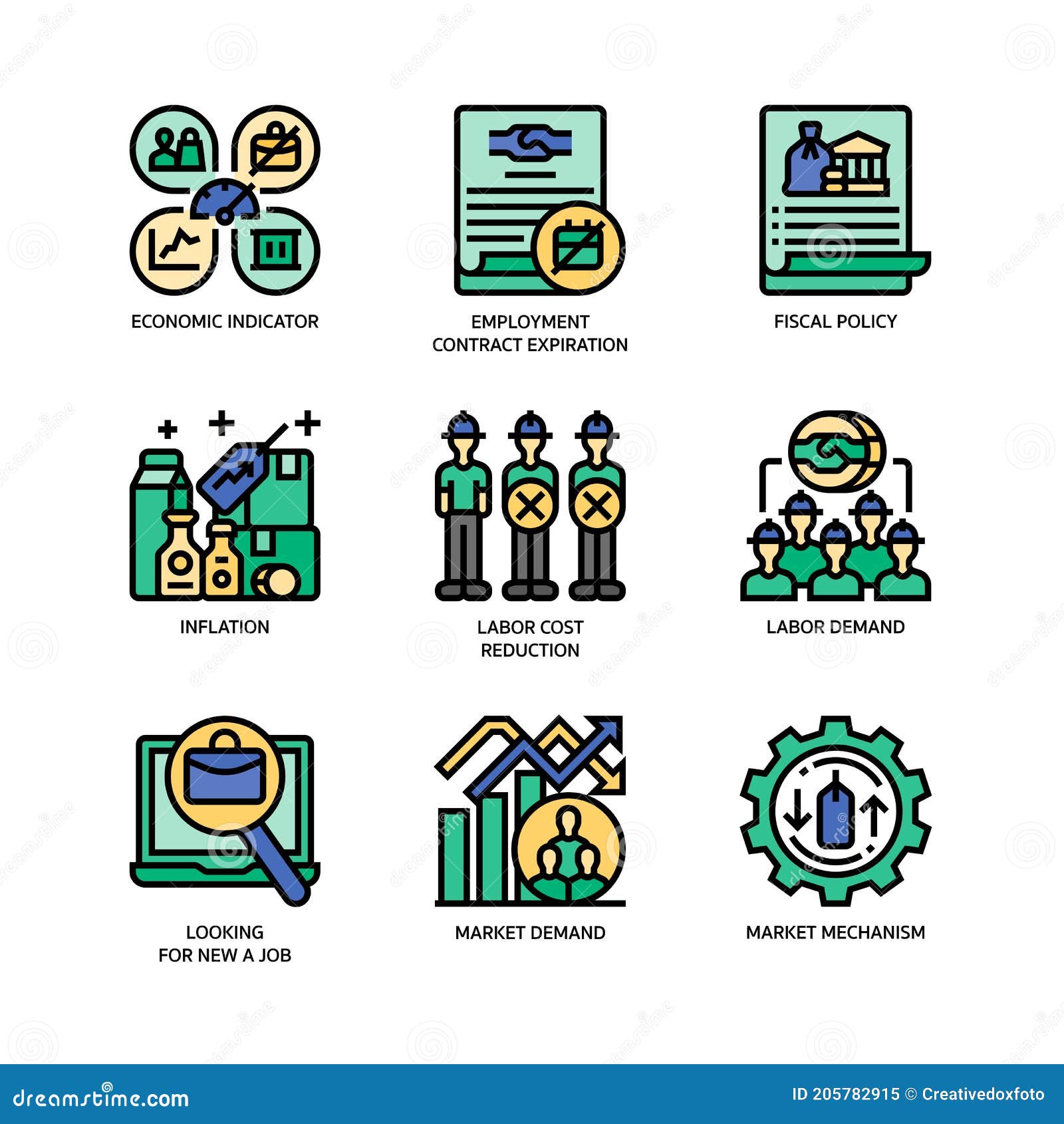 Conjunto De Iconos De Desempleo Ilustración del Vector - Ilustración de ...