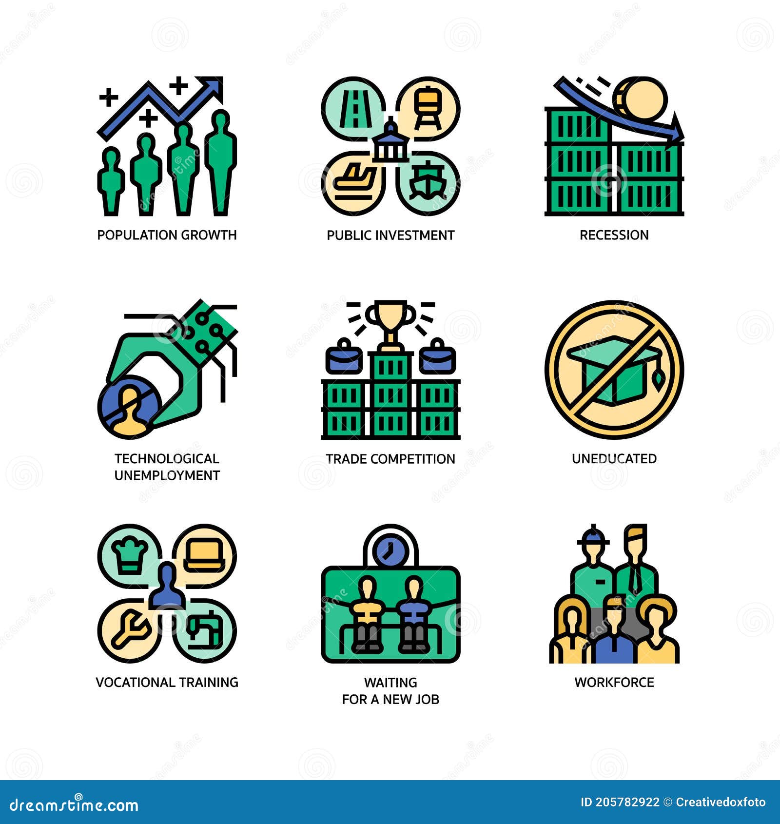 Conjunto De Iconos De Desempleo Ilustración del Vector - Ilustración de ...