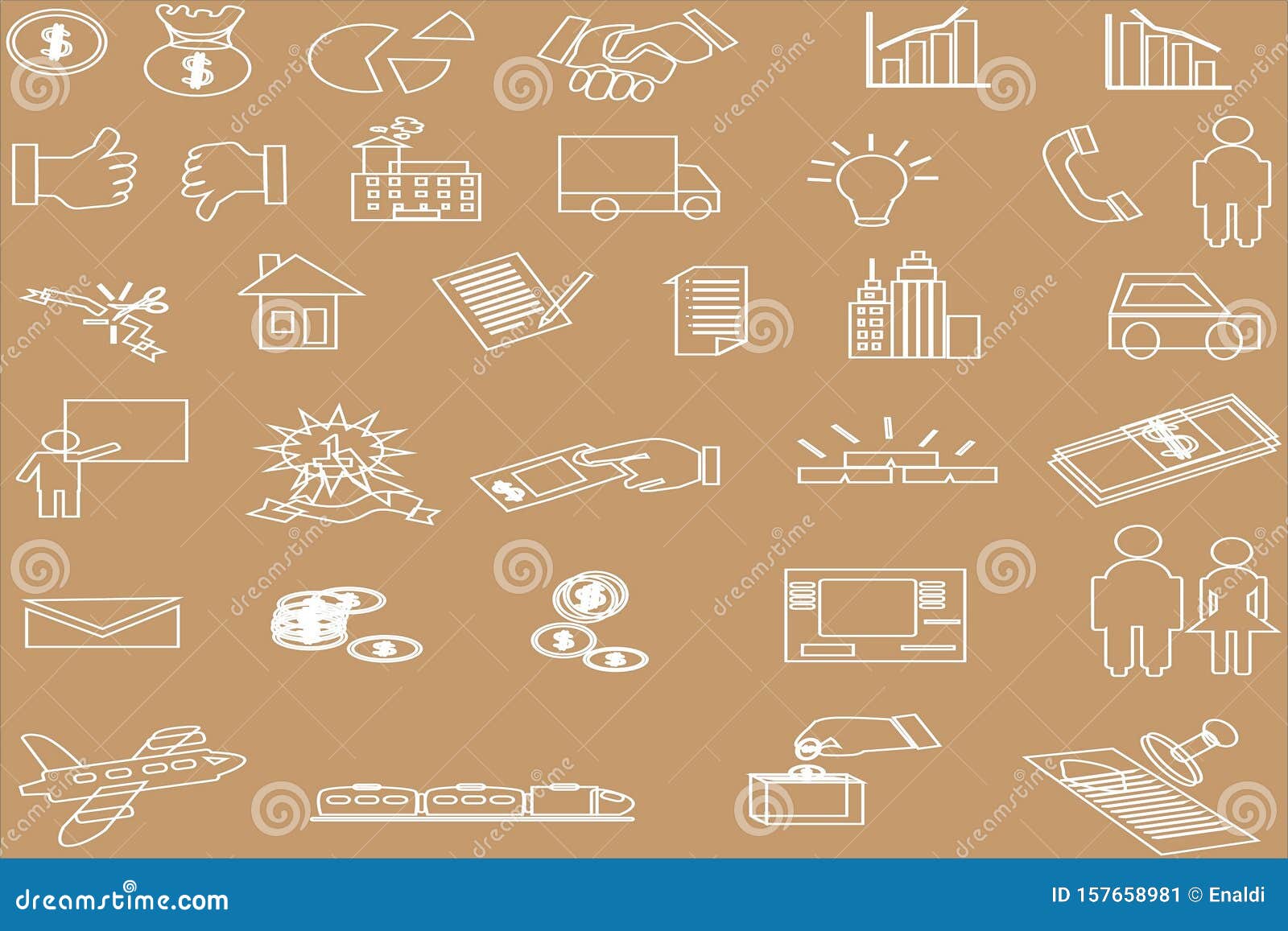 Conjunto De Iconos Empresariales Simples Y Planos Ilustración del ...