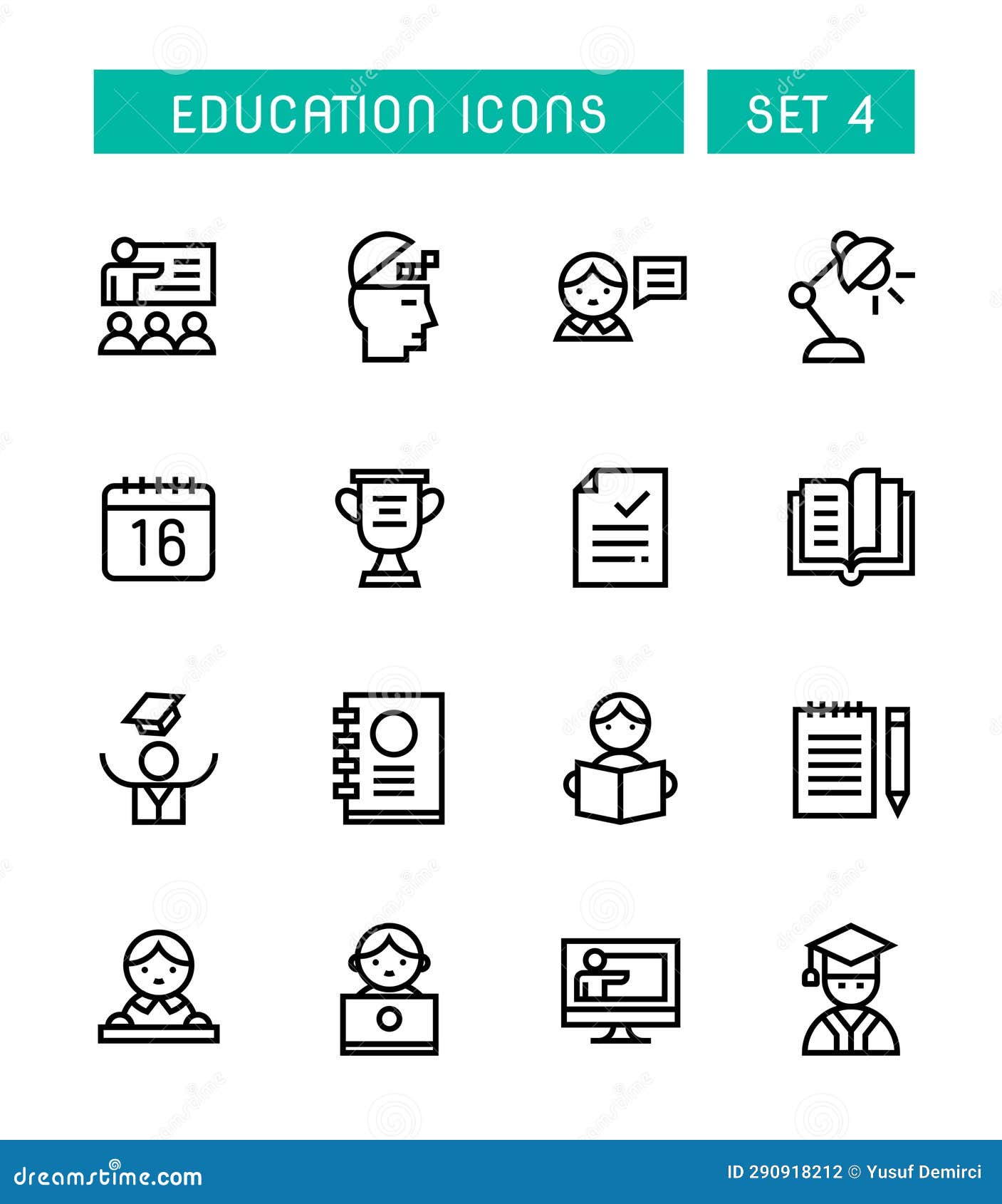 Conjunto De Iconos Escolares Y Educativos Stock de ilustración ...