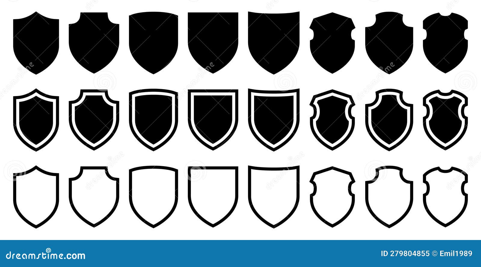 Conjunto De Iconos De Escudo. Diferentes Formas De Escudo Ilustración ...