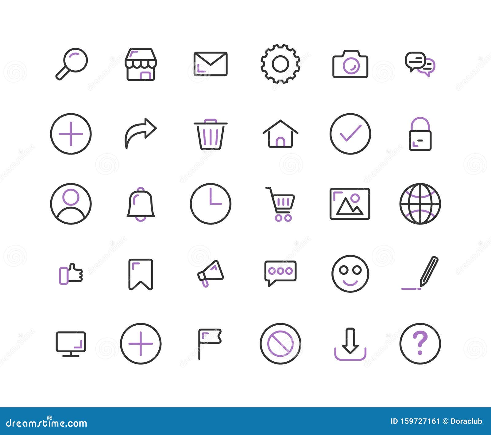 Conjunto De Iconos De Esquema De Interfaz Web Ilustración del Vector ...