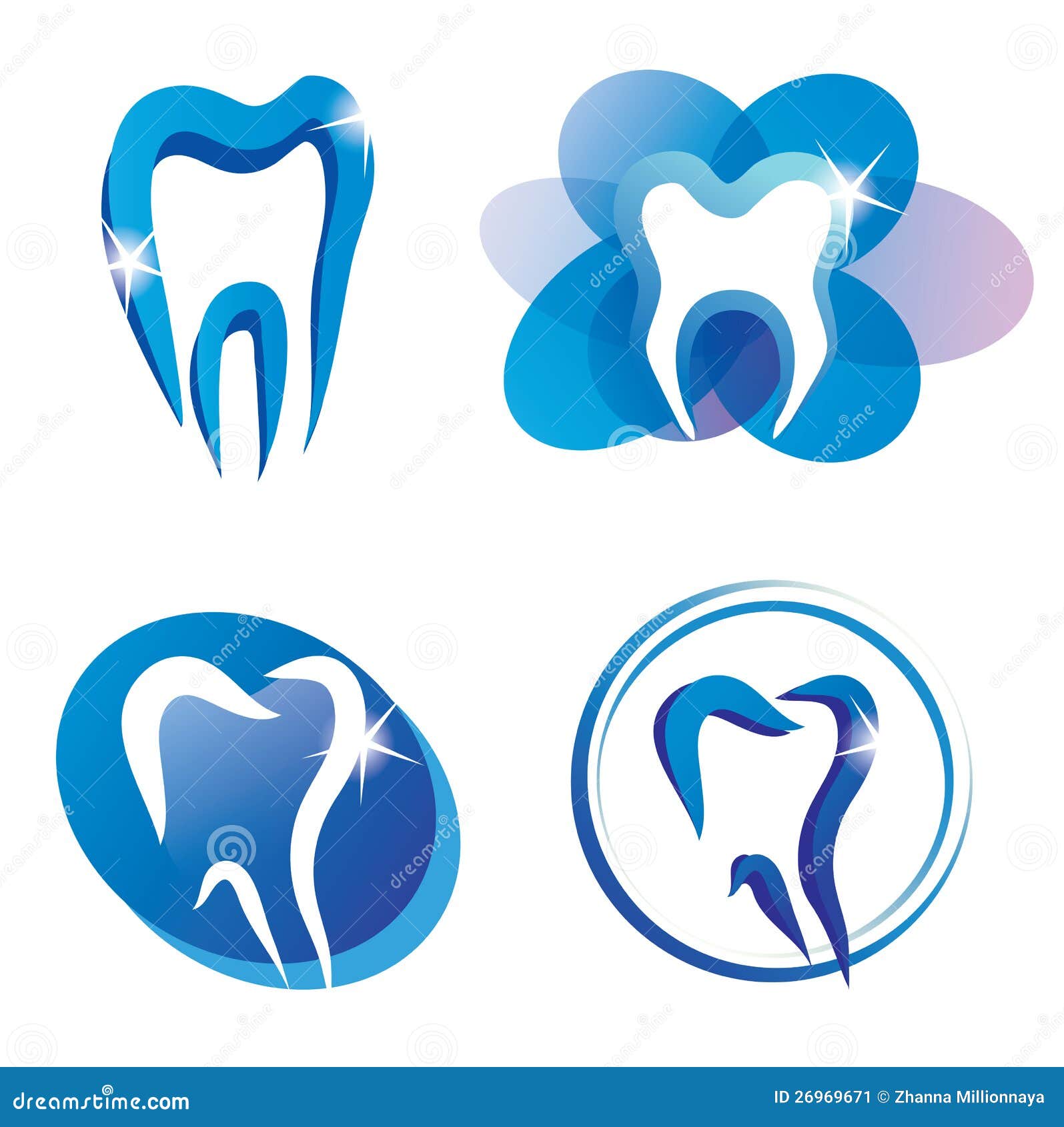 Conjunto De Iconos Estilizados Del Vector Del Diente Ilustración del ...