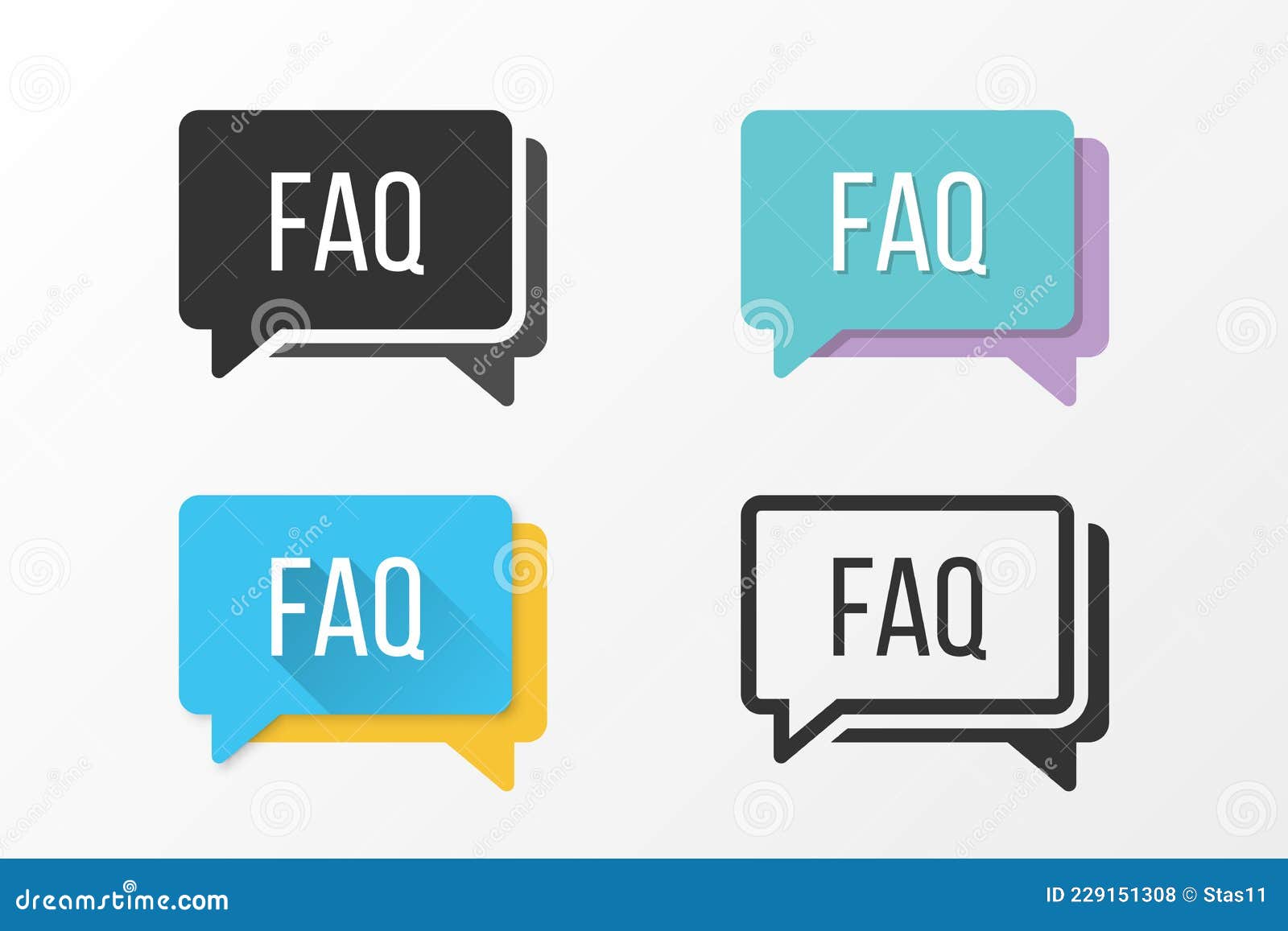 Conjunto De Iconos De Faq En Estilos Diferentes Ilustración del Vector ...