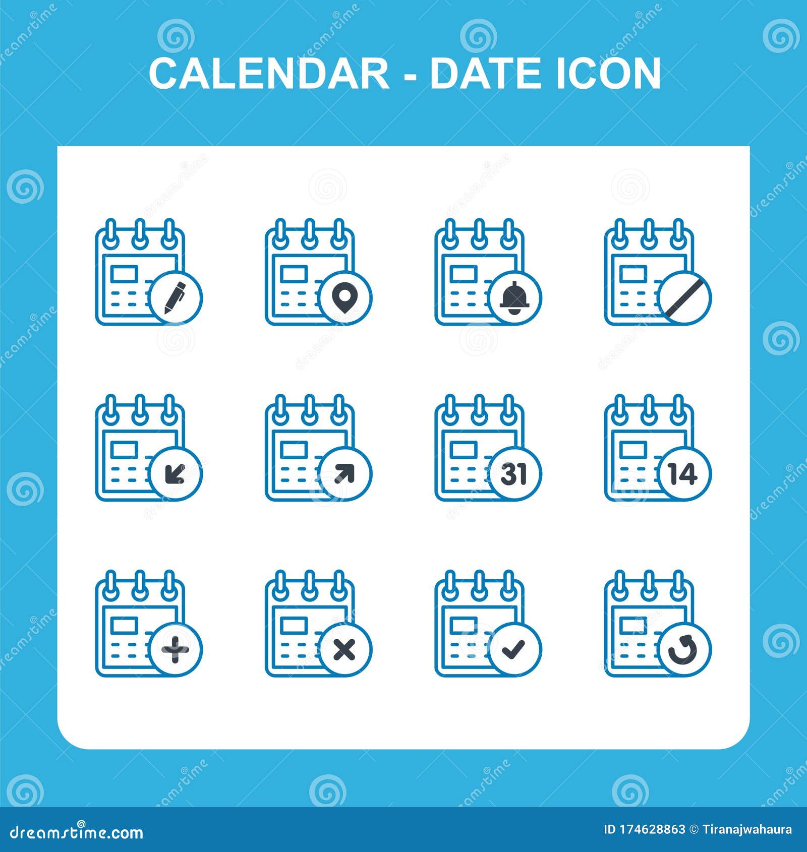 Conjunto De Iconos De Fecha Y Calendario Ilustración del Vector ...