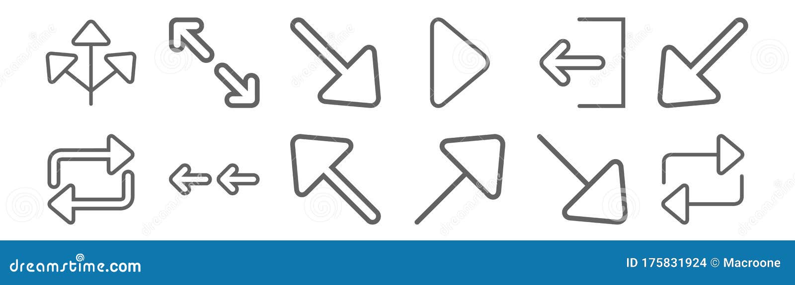 Conjunto De 12 Iconos De Flechas. Iconos De Línea Delgada De Contorno ... Conjunto De 12 Iconos De Flechas. Iconos De Línea Delgada De Contorno ...