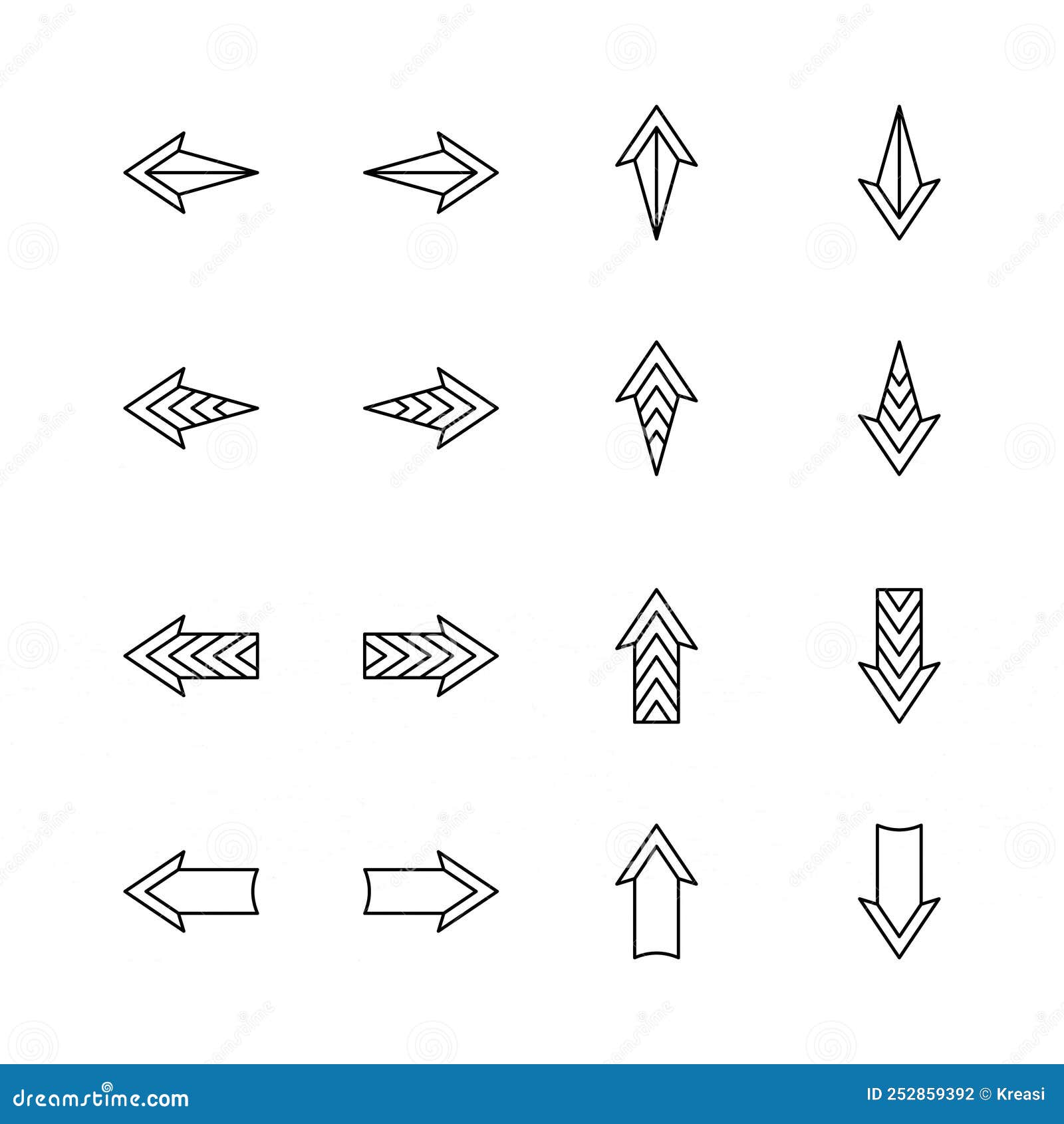 Conjunto De Iconos De Flechas. Trazo Vectorial Editable Ilustración del ...