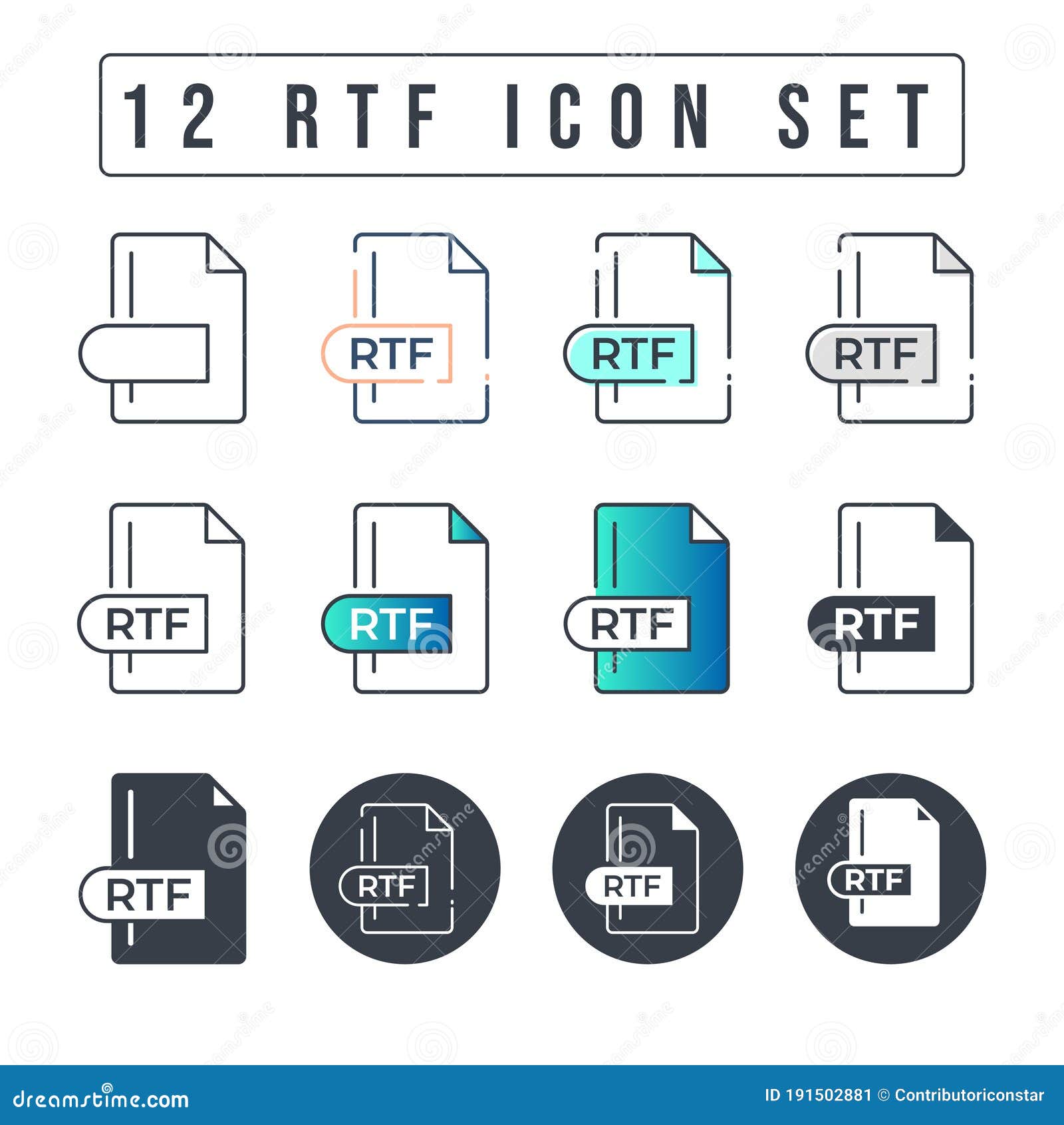 Conjunto De Iconos De Formato De Archivo Rtf 12 Conjunto De Iconos Rtf ...