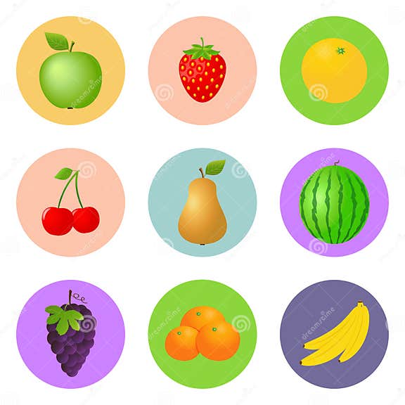 Conjunto De Iconos De Fruto Vectorial Ilustración del Vector ...