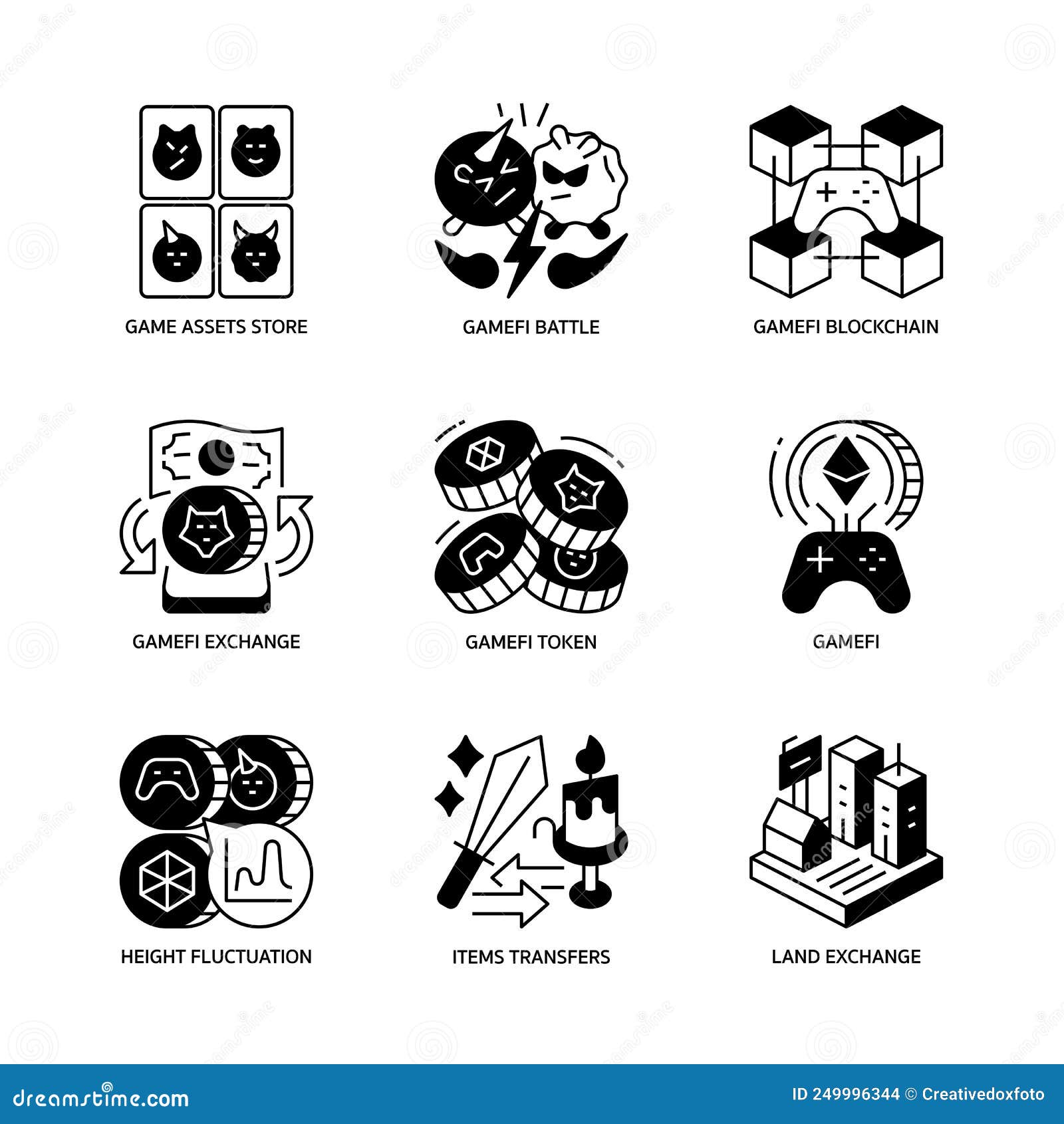 Conjunto De Iconos De Gamefi Ilustración del Vector - Ilustración de ...