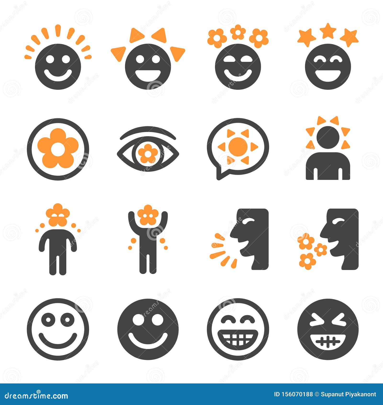 Conjunto De Iconos De Happy Ilustración del Vector - Ilustración de ...