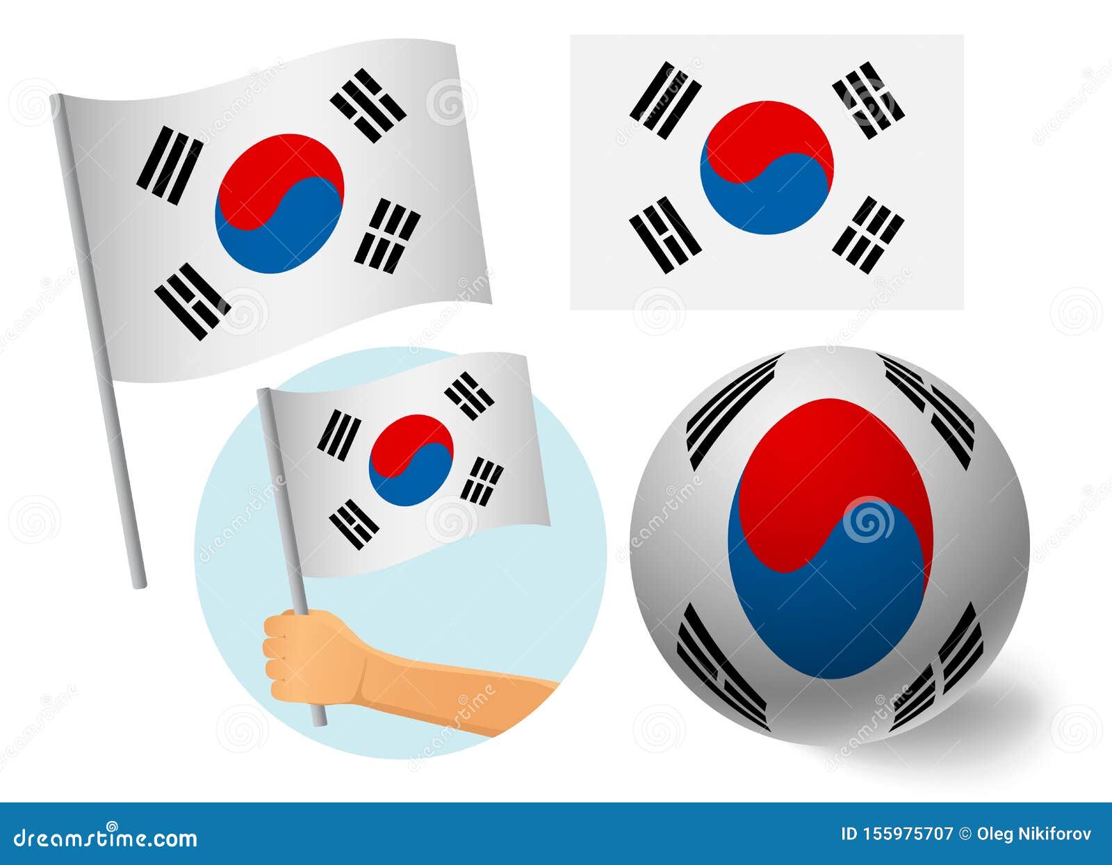 Conjunto De Iconos De La Bandera De Corea Del Sur Stock de ilustración ...