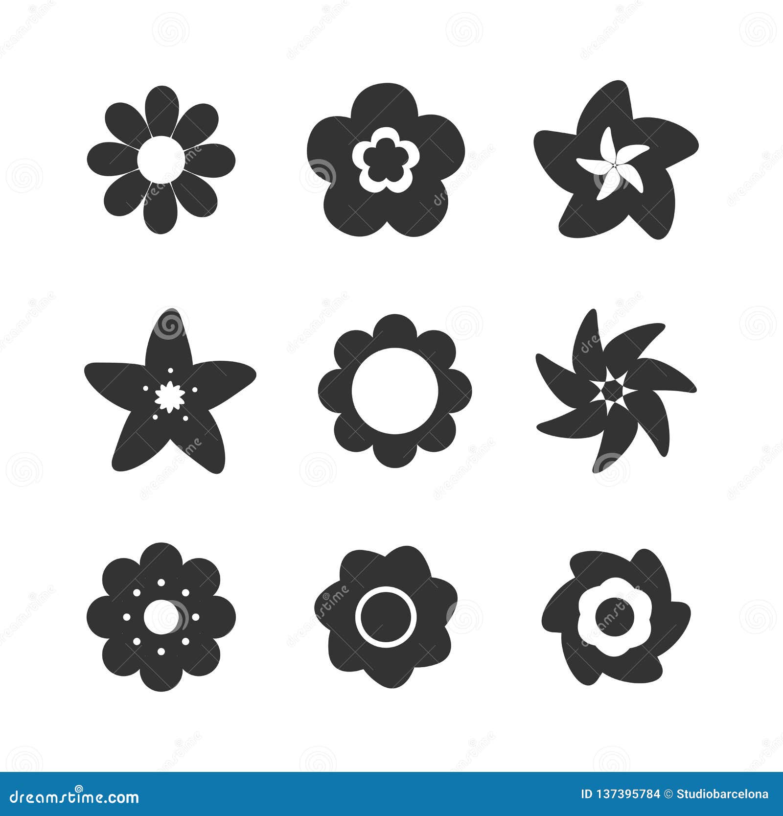 Conjunto De Iconos De La Flor Ilustración del Vector - Ilustración de ...