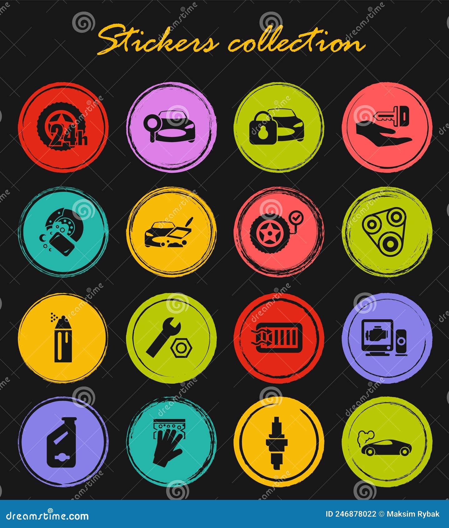 Conjunto De Iconos De La Tienda De Coches Stock de ilustración ...