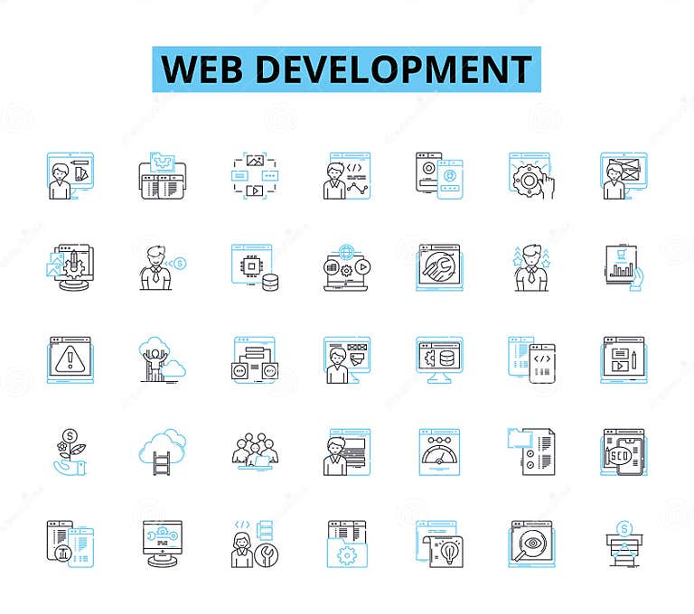 Conjunto De Iconos Lineales De Desarrollo Web. Html Css Javascript Php Python Ruby Typescript ...