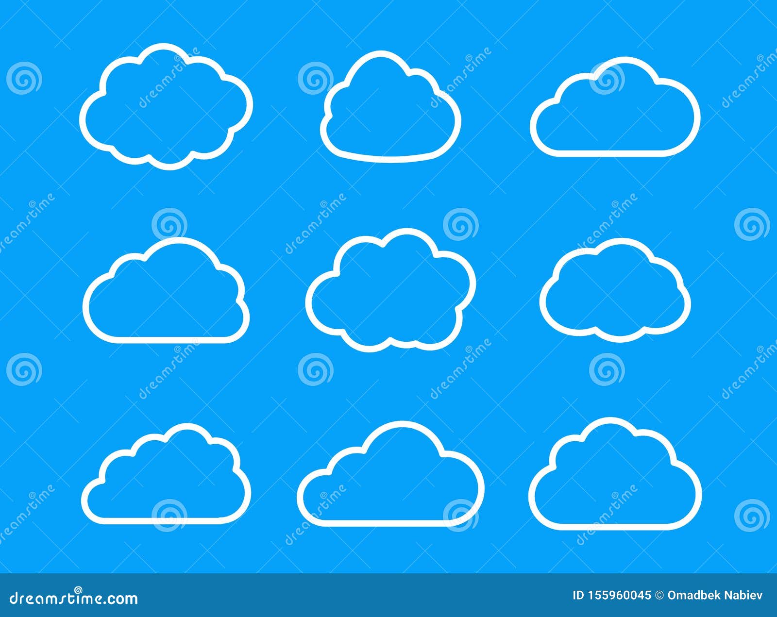 Conjunto de iconos de nube ilustración del vector. Ilustración de arte ...
