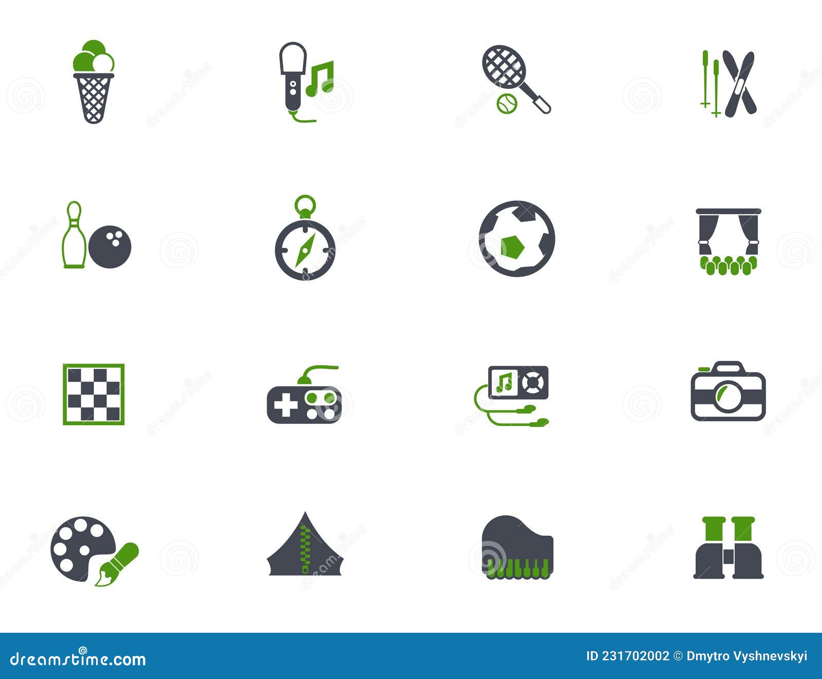 Conjunto de iconos de ocio ilustración del vector. Ilustración de icono ...