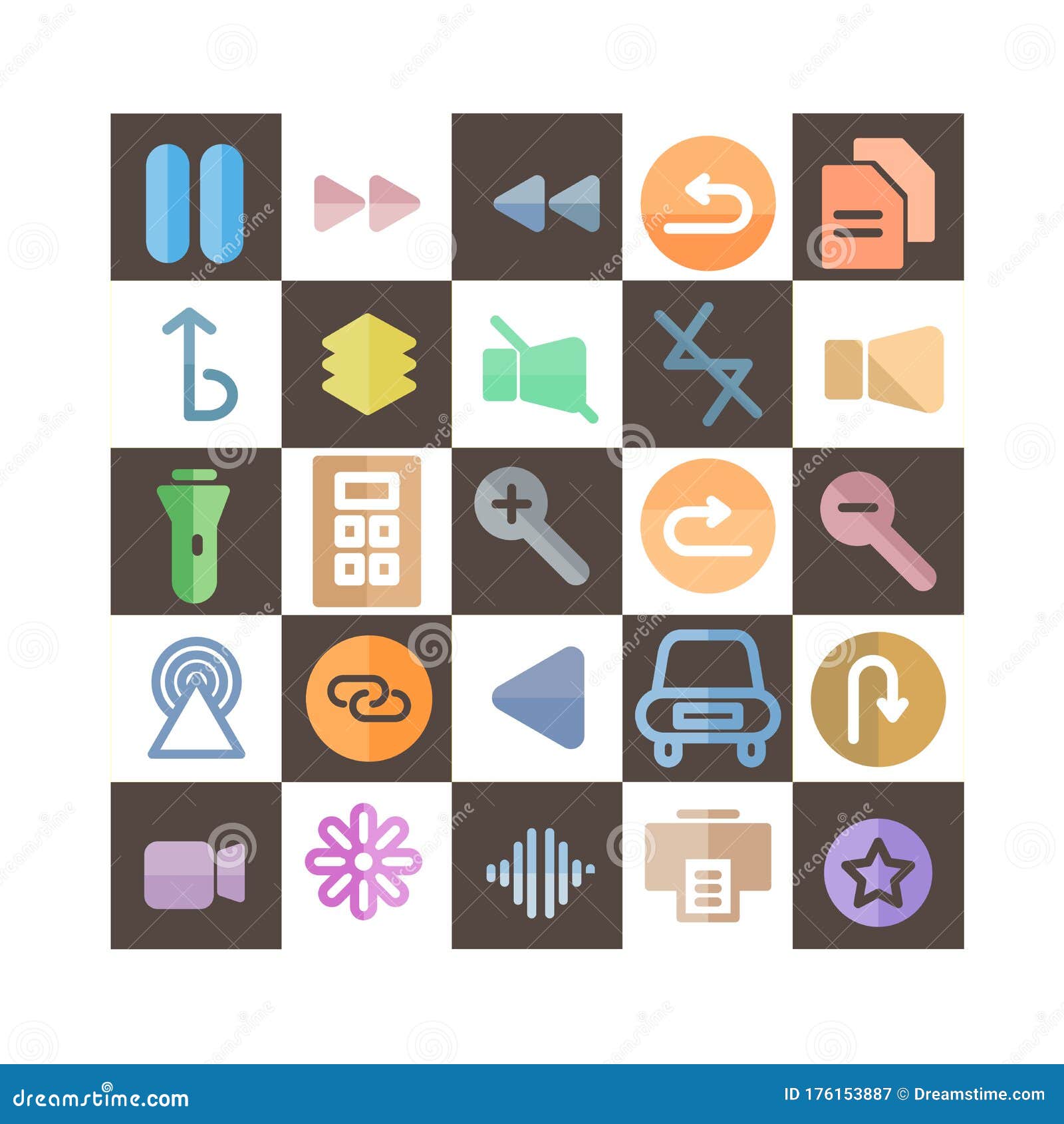 Conjunto De 25 Iconos Para Ui Y Web. Iconos Planos Vectoriales. Stock ...