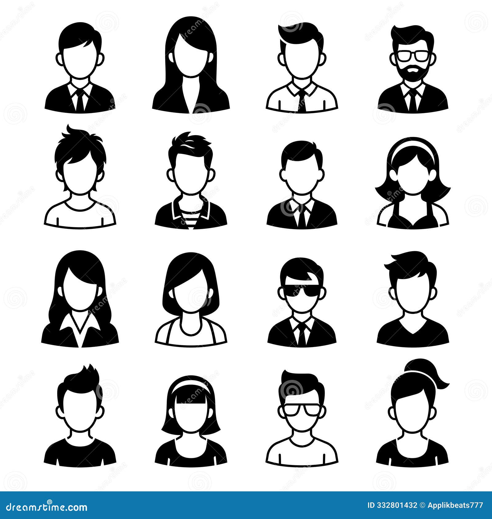 Conjunto De Iconos De Personas De Perfil De Avatar Ilustración del ...