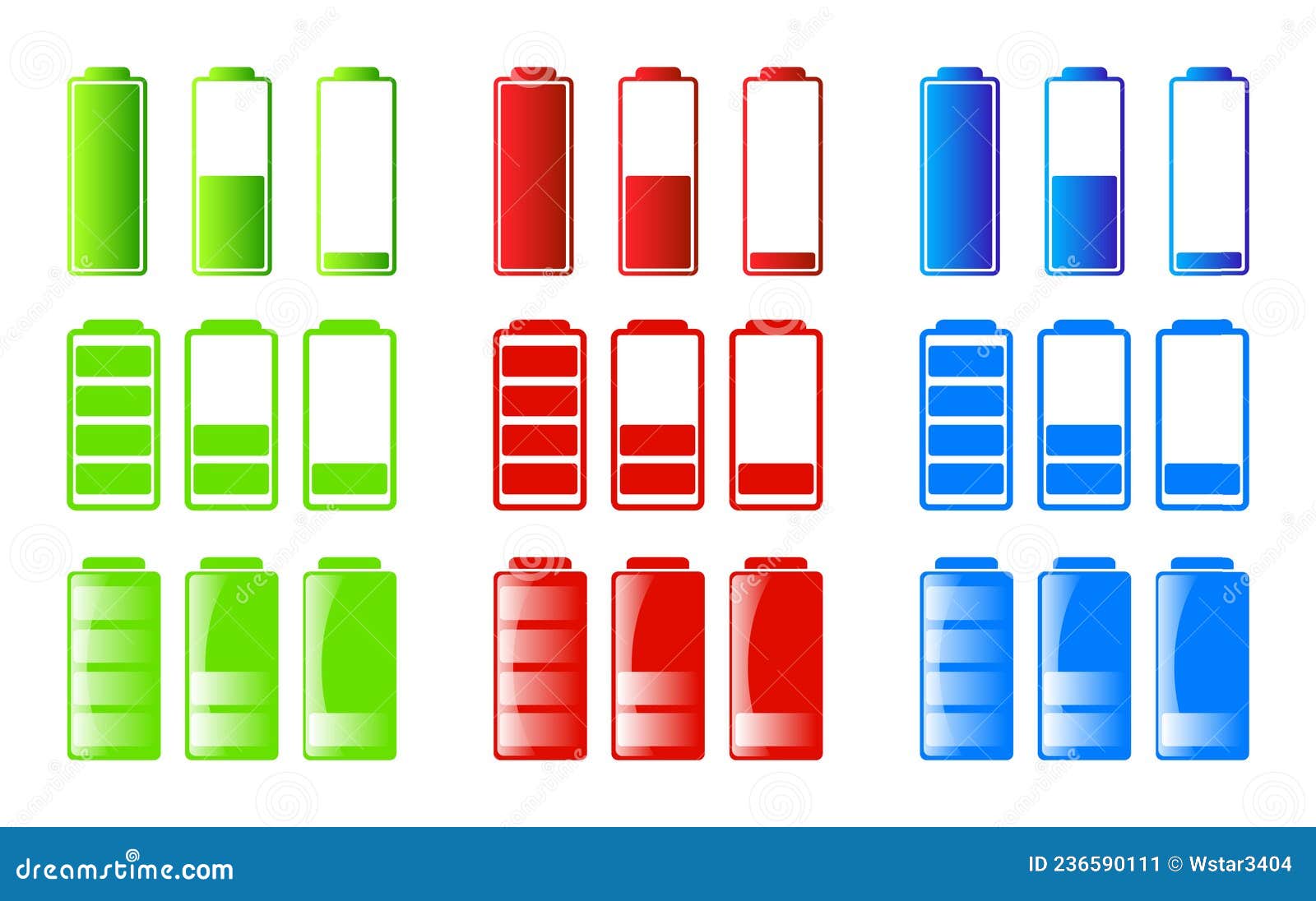 Conjunto De Iconos De Pilas Verdes 1 Ilustración del Vector ...