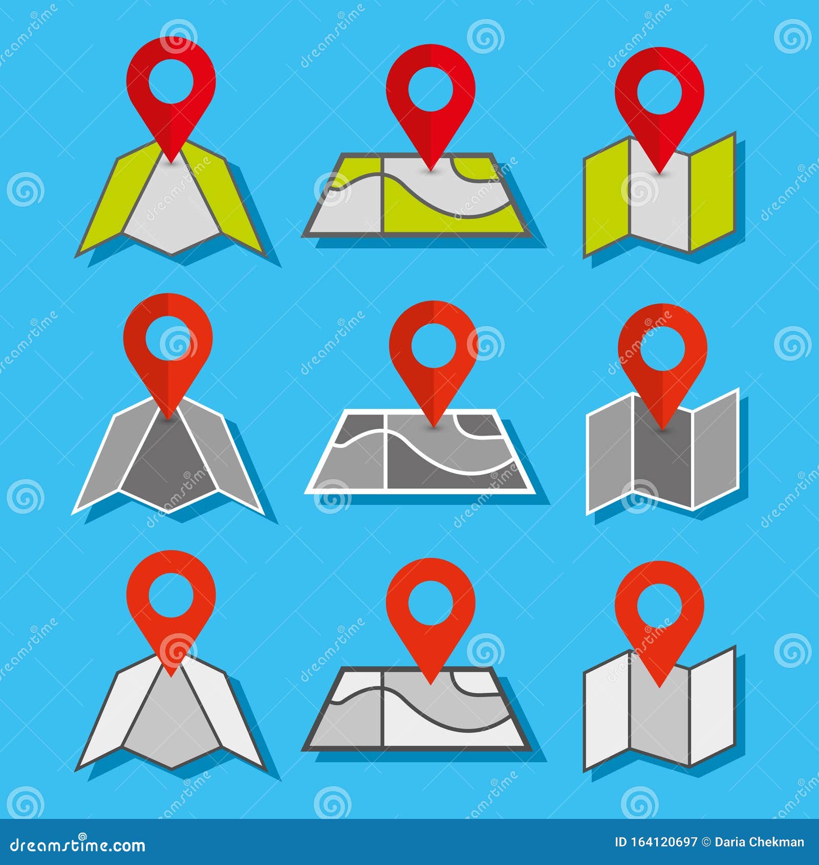 Conjunto De Iconos De Pin De Mapa, Vector Aislado En Fondo Azul Eps 10 ...