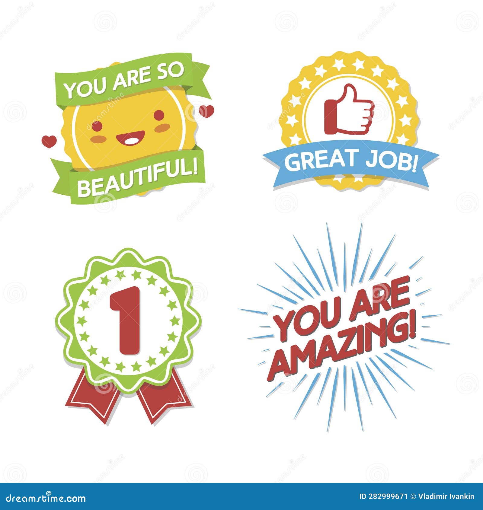 Conjunto De Iconos De Premios Y Complementos. Diseño De Estilo Plano Ilustración del Vector ...