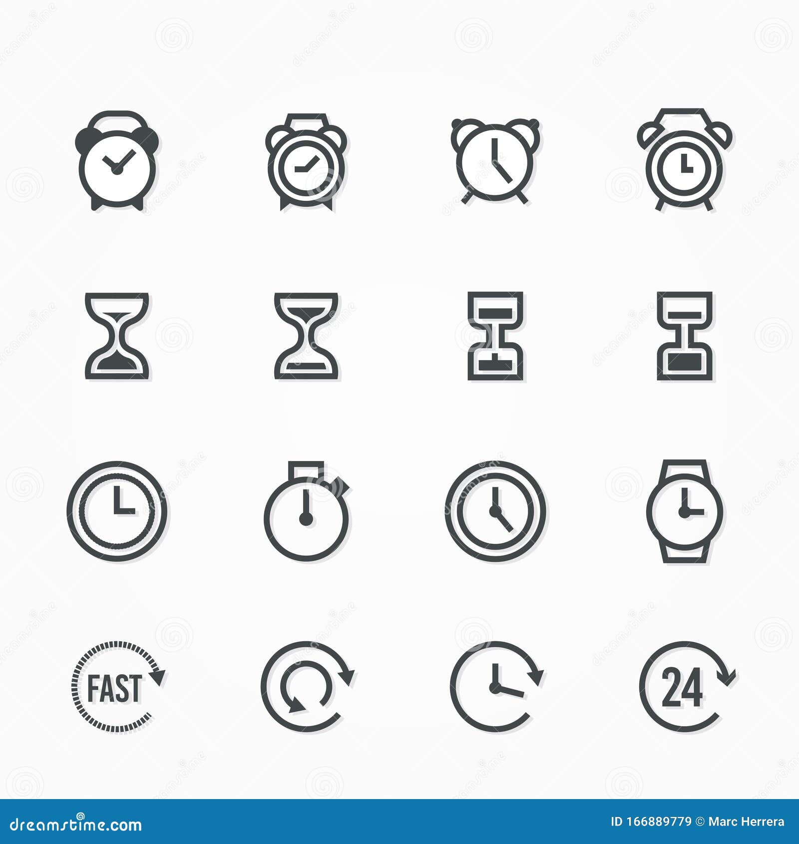Conjunto De Iconos De Reloj Y Hora Stock de ilustración - Ilustración ...