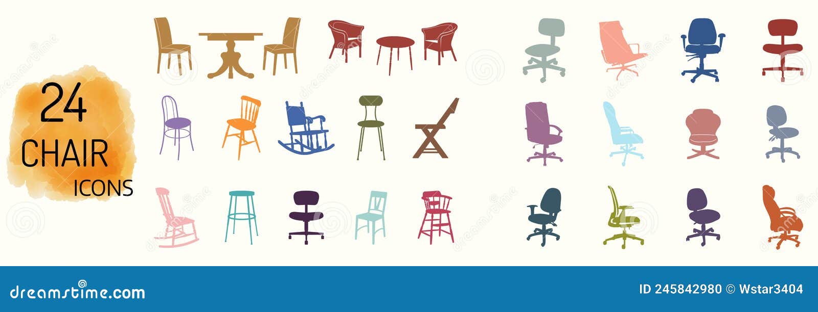 Conjunto De Iconos De Silla Colorida Ilustración del Vector ...