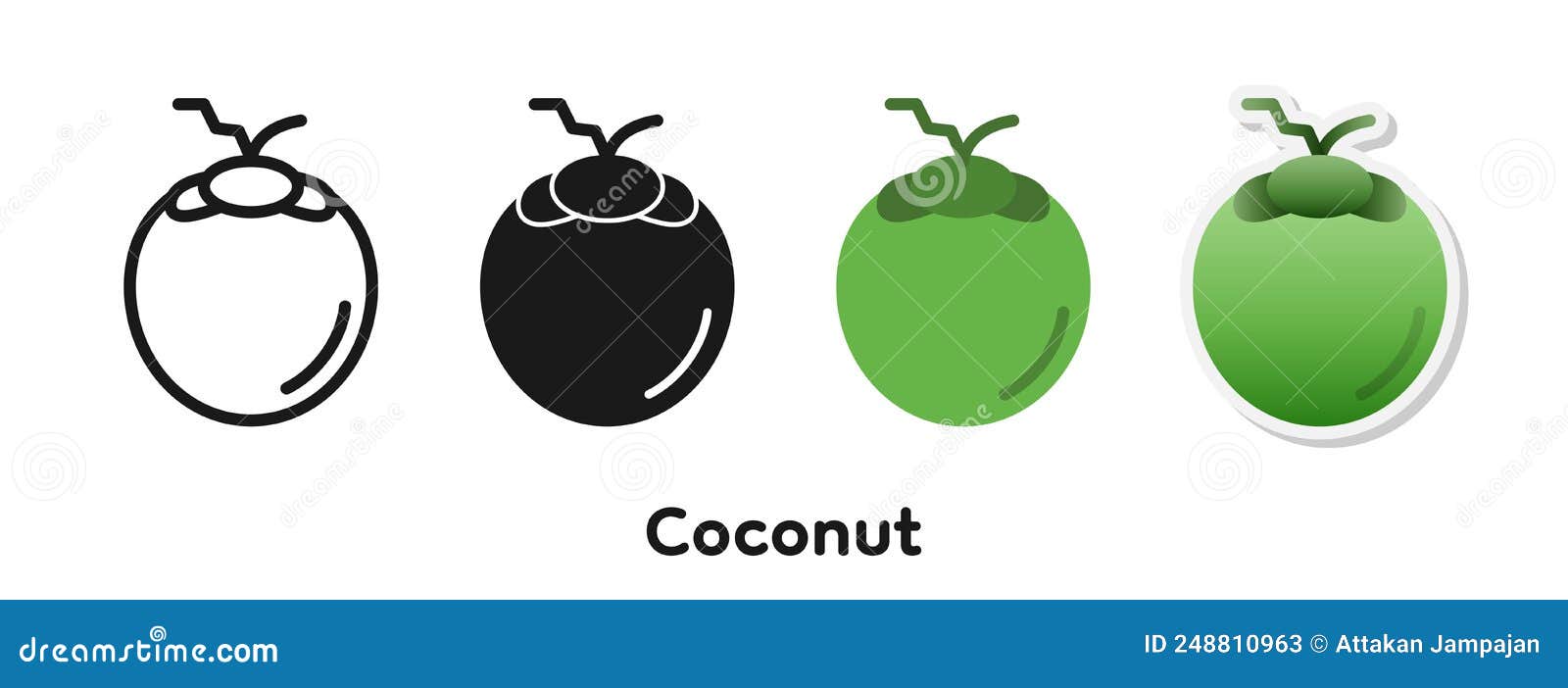 Conjunto De Iconos Vectoriales De Coco. Ilustración del Vector ...