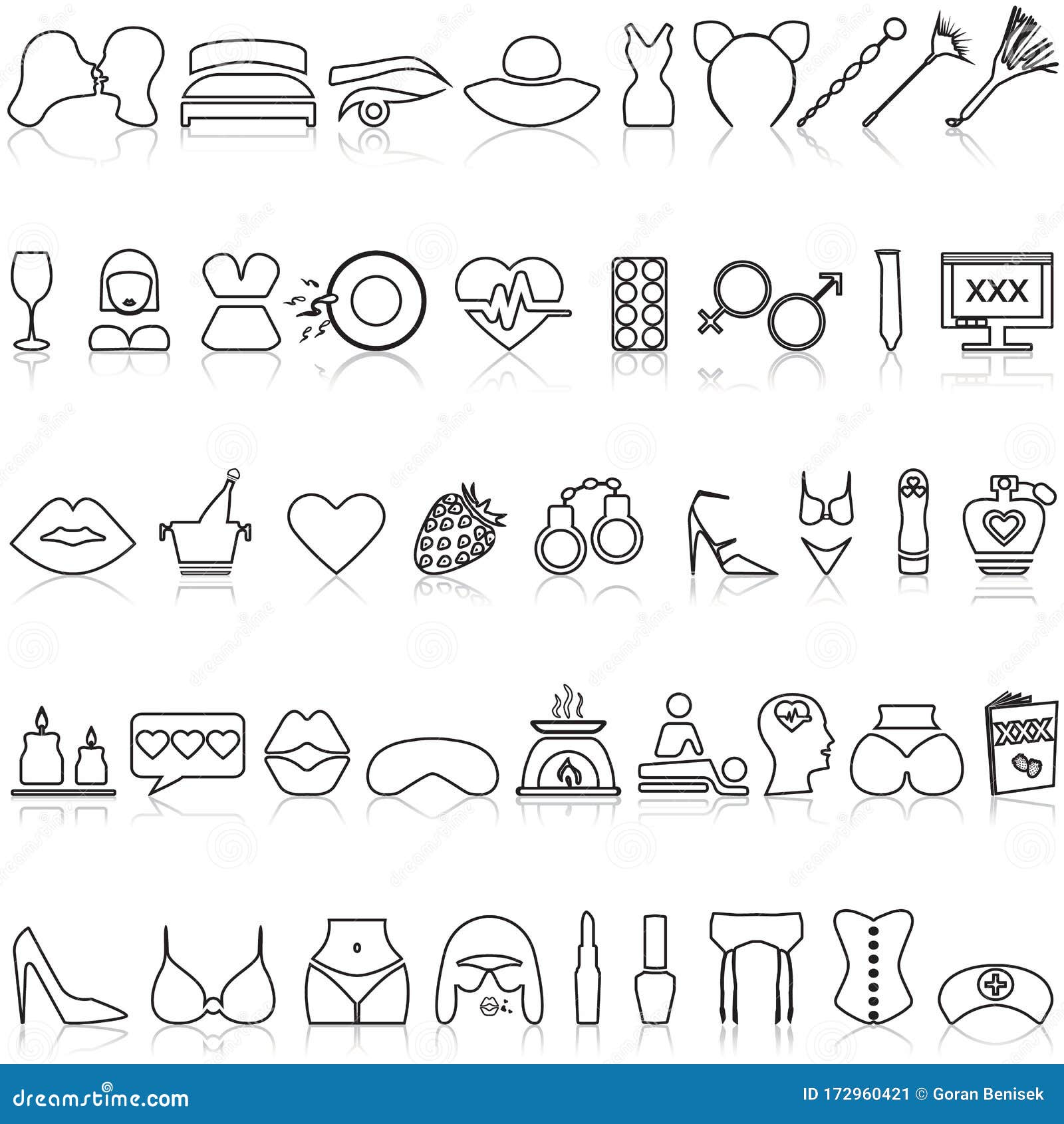 Conjunto De Iconos Vectoriales De Tienda De Sexo Ilustración Del Vector